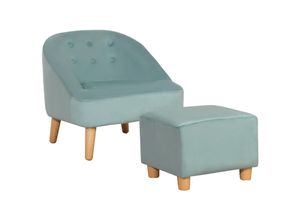 4251774940436 - Kindersofa-Set mit Fußhocker 51L x 51B x 50H cm kindersessel mit fußhocker kindercouch kindermöbel samtoptik