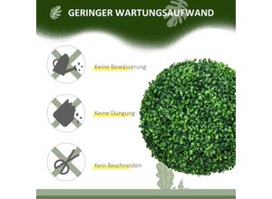 4255633544742 - 2er-Set Künstliche Buchsbaumkugel groß Ø40 cm Kunstpflanze UV-beständig Plastik Künstliche Pflanzen im Topf Fake Plant wie echt für Wohnzimmer