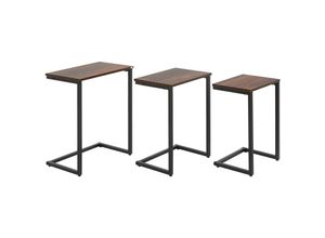 4255633504036 - Homcom - 3er-Set Beistelltische platzsparende Satztische C-förmige Couchtische Kaffeetische mit Stahlgestell im Industriedesign für Wohnzimmer