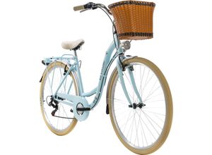 4250547529434 - KS Cycling Damenfahrrad Cityrad 28 Casino blau 6 Gänge RH 48 cm mit Korb