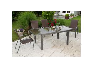 4033662990385 - Sitzgruppe Varese 5tlg Ausziehtisch 120 (180) x 90 cm mit 4 Stapelsesseln