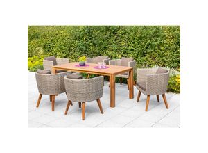 4033662987828 - Gartenmöbelset Imperia 7tlg Aluminium Kunststoffgeflecht Akazie beige