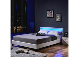 4058166017352 - Led Bett astro Farbe Weiß Größe 140 x 200 cm led Polsterbett Bett Bettgestellt - Home Deluxe