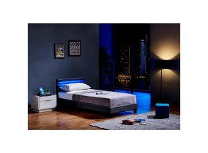 4058166083968 - Led Bett astro Farbe Dunkelgrau Größe 90 x 200 cm led Polsterbett Bett Bettgestellt - Home Deluxe