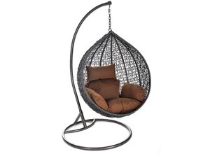 4260255533210 - Cielo Polyrattan Hängesessel mit Gestell Korb grau