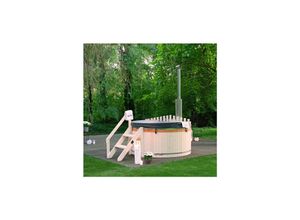 4058166239709 - Hot Tub skandi - Größe l ⌀ 180 cm Außenhöhe 210 cm Nordische Fichte inkl Abdeckung Treppe und Ofen i Badefass Badetonne Whirlpool - Home Deluxe