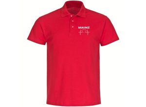 4068859114442 - multifanshop Poloshirt - Mainz - Herzschlag - Druck weiß - Polo