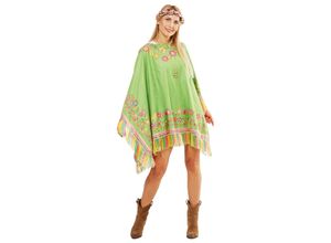 4004664728009 - Hochwertiger Hippie-Poncho Flower Power