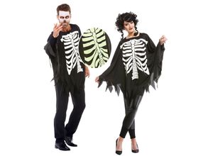 4009384170404 - Skelett-Poncho Glow in the Dark unisex