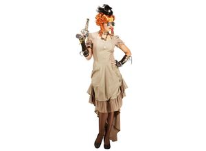 4015101103709 - Steampunk-Kleid Loretta für Damen taupe