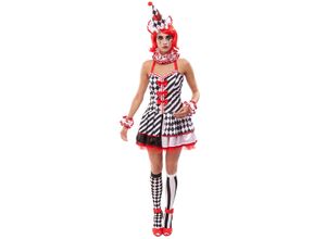 8008837023034 - Pierrot Kostüm für Damen schwarz weiß rot