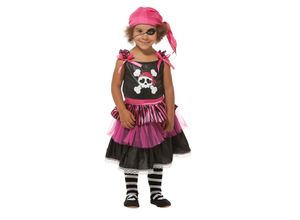 8714438688168 - Piratin-Kostüm für Kinder pink schwarz