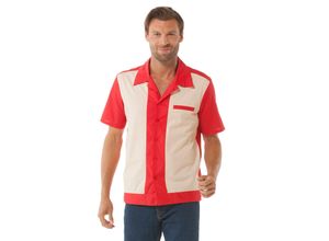 4015101730400 - Bowling-Hemd für Herren rot-beige