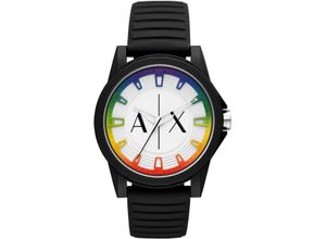 4064092212419 - Quarzuhr ARMANI EXCHANGE AX2531 Armbanduhren schwarz Herren Armbanduhr Herrenuhr analog Silikonarmband Regenbogen