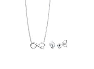 4050878587567 - Schmuckset ELLI Infinity Ohrstecker Kristalle Silber Schmuck-Sets Gr OneSize silberfarben (silber weiß) Damen