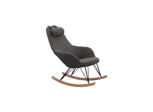 4059865183850 - Schaukelstuhl Teddyfell grau Relaxsessel Polstersessel Ohrensessel Loungesessel