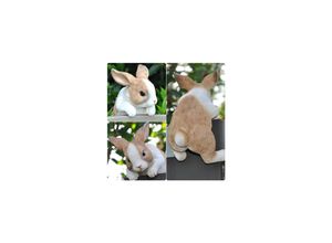 4251639205519 - Dazikemo Dekofigur Gartenfigur Hase für Zaun und Trennwand