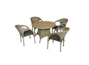 4041908114044 - 5tlg Lounge Set Garten Sitzgruppe Sofa Sessel Tisch Rattan Optik