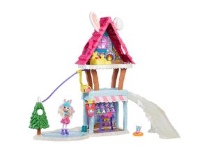 0887961819953 - Enchantimals Hasen-Skihütte (ca 63 cm) mit Bevy Bunny-Puppe (ca 15 cm) und Tierfreundin Jump