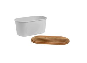 4260238061716 - Brotkasten FRESH Lebensmittelaufbewahrungsbehälter Gr B H L 22 cm x 17 cm x 37 cm weiß Brotkästen Lebensmittelaufbewahrungsbehälter Brotaufbewahrung Brottopf Brotbox mit Schneidebrett für 1 kg Brot