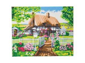 5055865485931 - Crystal Art Landhaus mit Rosengarten 40x50 cm