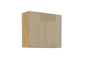 4260304597675 - Hängeschrank 80 Eiche Artisan Cappuccino Hochglanz Küchenzeile Küchenblock Küche