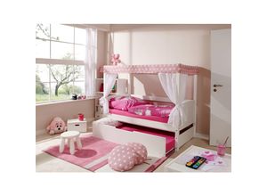 4251105929185 - Ticaa Himmelbett MINI Stern Rosa 80x160 cm Var 1 - mit Zusatzbett - inkl 2 Matratzen