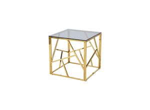 4059865176265 - Beistelltisch Gold Grau 55x55 cm Wohnzimmertisch Couchtisch Sofatisch Dekoration