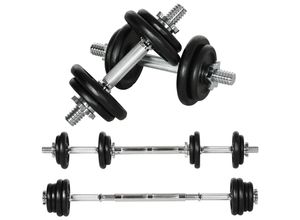 4255633502094 - Hantel-Set mit Verbindungsrohr schwarz 95L x 16B x 16H cm hantelnset verstellbare dumbbellset 2 in 1 kurzhantel & langhantel