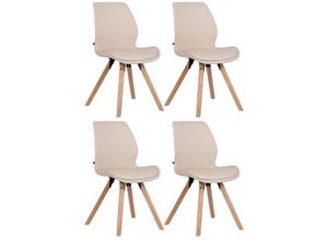 4251756491628 - 4er Set Stuhl Luna Kunststoff I Stoff I Samt I Kunstleder I Lehnstuhl mit Holzgestell