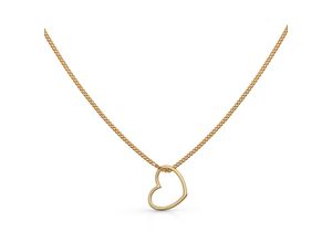 4006046347969 - Kette mit Anhänger 375 Gold Gelb Herz Halsketten Gr 42 45cm Gold Länge 45 cm Breite 120 mm gelb Damen Ketten mit Anhänger