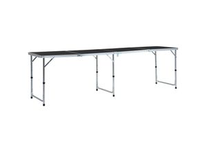 8719883768014 - Bonnevie - Klappbarer Campingtisch Grau Aluminium 240 x 60 cm vidaXL622664