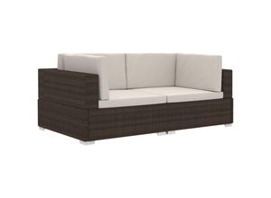 8719883759203 - Bonnevie - Ecksofas 2 Stk mit Auflagen Poly Rattan Braun vidaXL917785