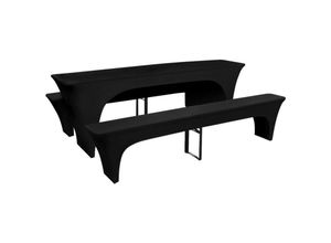 8718475939177 - Bonnevie - 3 Schonbezüge für Biertisch und Bänke Stretch Schwarz 220 x 50 x 80 cm vidaXL730663