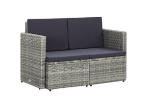 8719883860473 - Bonnevie - 2-Sitzer-GartensofaLounge-Sofa mit Auflagen Grau Poly Rattan vidaXL