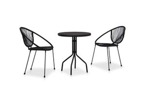 8719883783994 - Bonnevie - 3-tlg Bistro-Set pvc Rattan Schwarz vidaXL441805