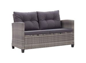 8719883867991 - Bonnevie - 2-Sitzer-GartensofaLounge-Sofa mit Kissen Grau 124 cm Poly Rattan vidaXL