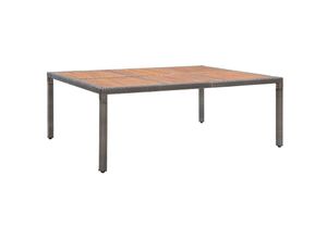 8719883867847 - Bonnevie - GartentischTerrassentisch Grau 200x150x74cm Poly Rattan und Akazie Massivholz vidaXL