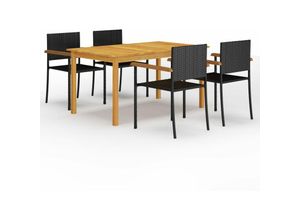 8720286338452 - vidaXL 5-tlg Garten-Essgruppe Schwarz