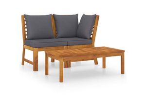 8720286113547 - Bonnevie - 3-tlg Garten-Lounge-SetGartenmöbel-Set mit Dunkelgrauem Kissen Akazienholz vidaXL