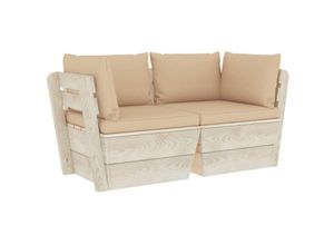 8720286273111 - Bonnevie - Garten-Palettensofa 2-Sitzer mit Kissen Fichtenholz vidaXL458434