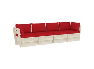 8720286273746 - Bonnevie - Garten-Palettensofa 4-Sitzer mit Kissen Fichtenholz vidaXL995859