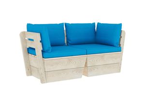 8720286273128 - Bonnevie - Garten-Palettensofa 2-Sitzer mit Kissen Fichtenholz vidaXL547965