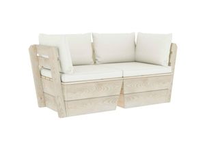 8720286273104 - Bonnevie - Garten-Palettensofa 2-Sitzer mit Kissen Fichtenholz vidaXL147034