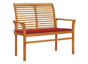 8720286265796 - Bonnevie - Gartenbank Ruhebank mit Roter Auflage 112 cm Massivholz Teak vidaXL