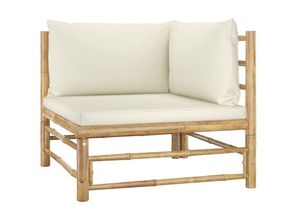 8720286188026 - Bonnevie - Garten-Ecksofa mit Kissen Cremeweiß Bambus vidaXL105735