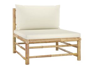 8720286188033 - Bonnevie - Garten-Mittelsofa mit KissenGartensofa Cremeweiß Bambus vidaXL