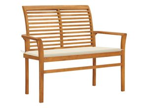 8720286265758 - Bonnevie - Gartenbank Ruhebank mit Cremeweißer Auflage 112 cm Massivholz Teak vidaXL