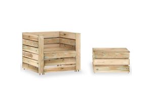 8720286326787 - Bonnevie - 2-tlg Garten-Lounge-SetGartenmöbel-Set aus Paletten Imprägniertes Kiefernholz vidaXL