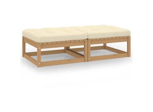 8720286473856 - Bonnevie - Garten-FußhockerOutdoor-Fußhocker mit Kissen 2 Stk Massivholz Kiefer vidaXL